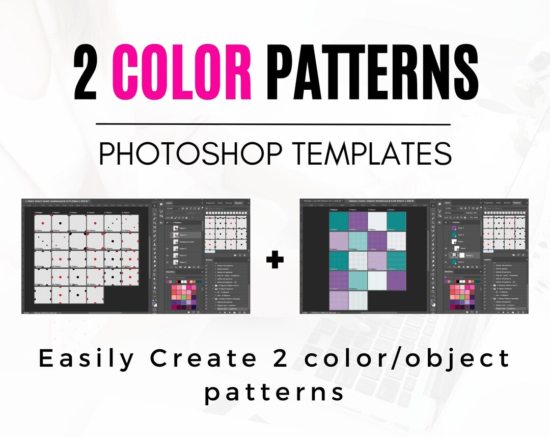 Create 2 Color or 2 Object Patterns With Photoshop Template - Etsy