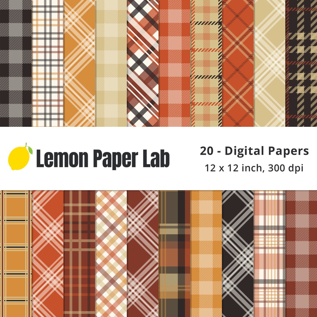 Fall Plaid Digital Paper Orange & Brown Papers Seamless - Etsy