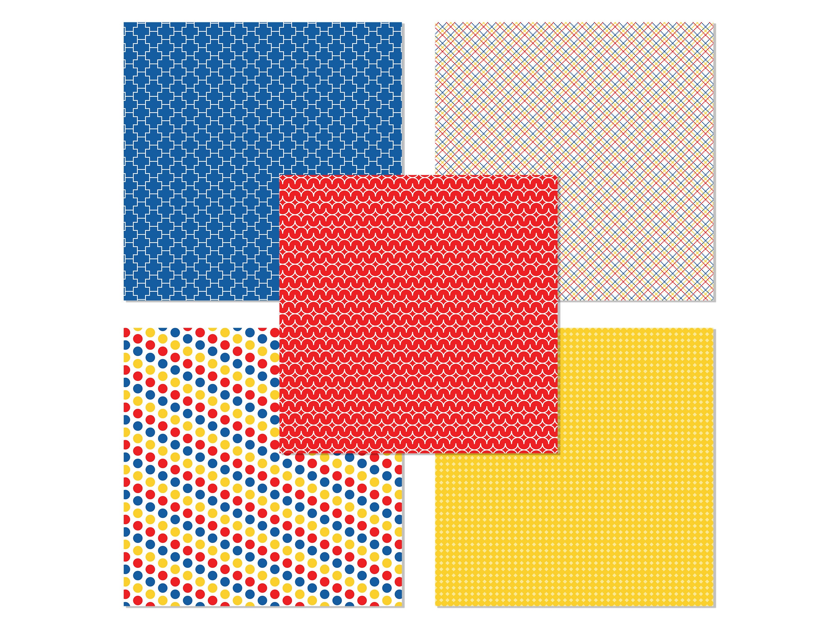Red, Yellow, Blue Primary Colors Digital Paper Patterns and Backgrounds ...