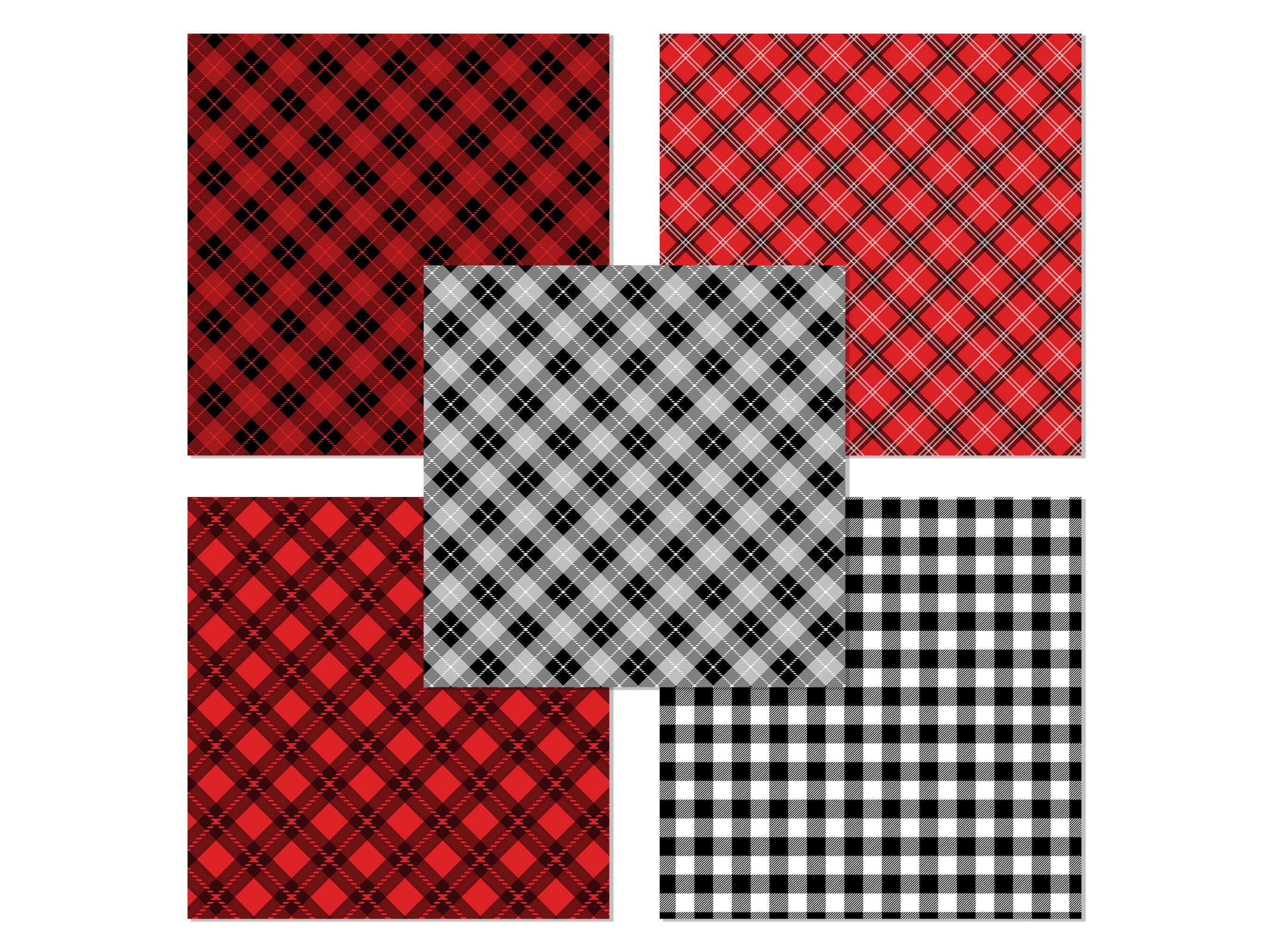 Red and Black Plaid Digital Paper Patterns and Backgrounds for ...