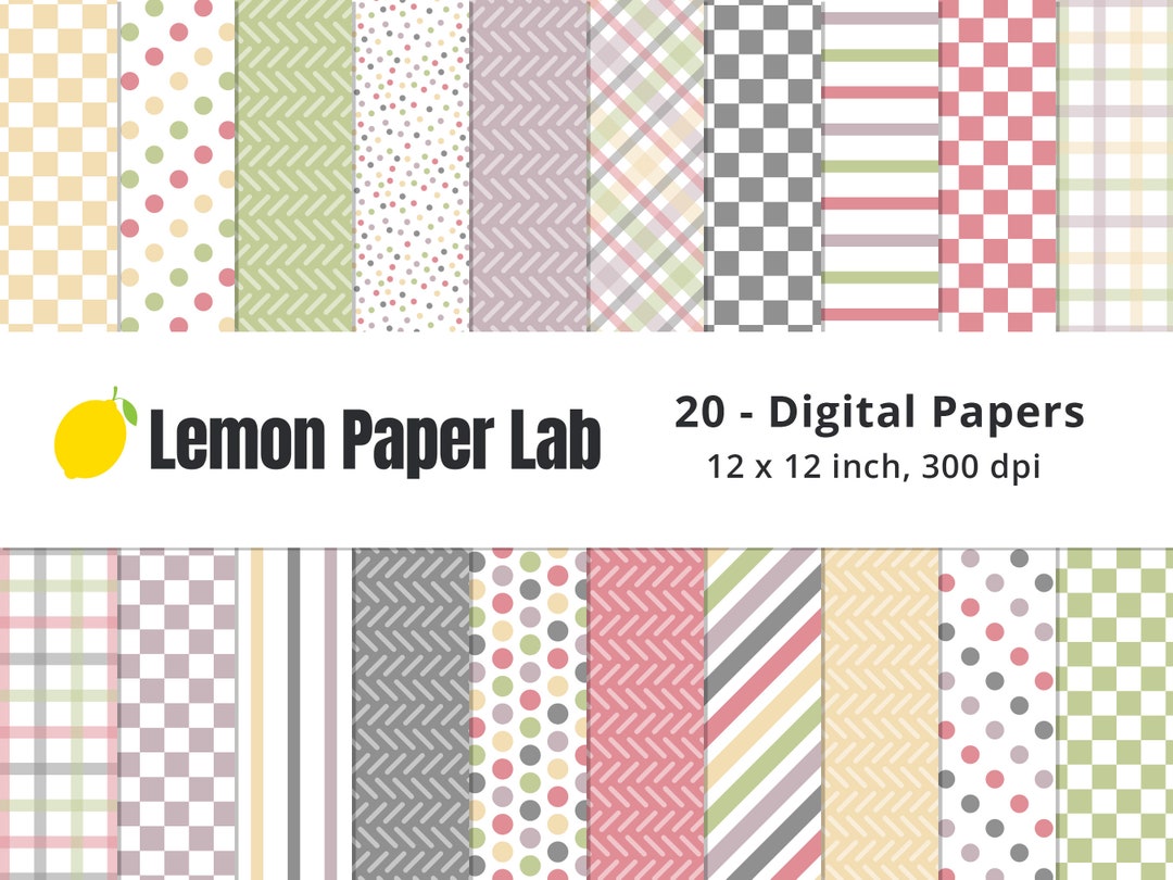 Pastel Digital Paper Check Pattern Scrapbook Paper Digital - Etsy