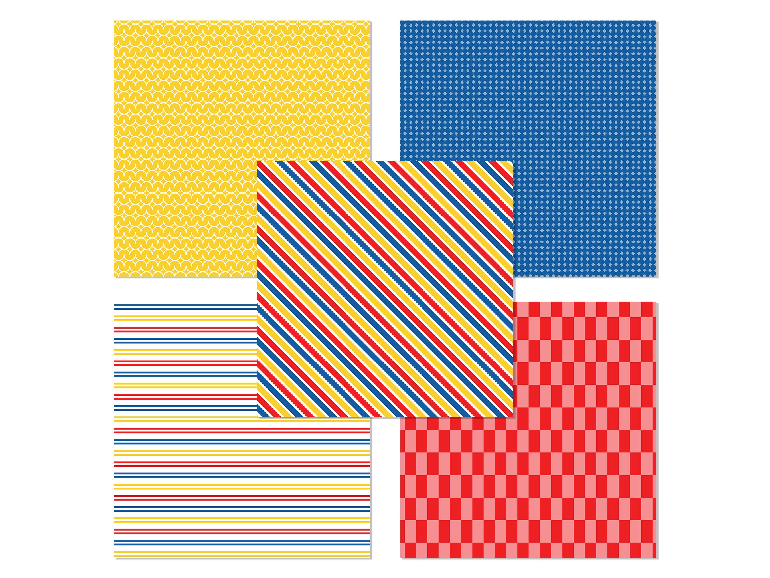 Red, Yellow, Blue Primary Colors Digital Paper Patterns and Backgrounds ...
