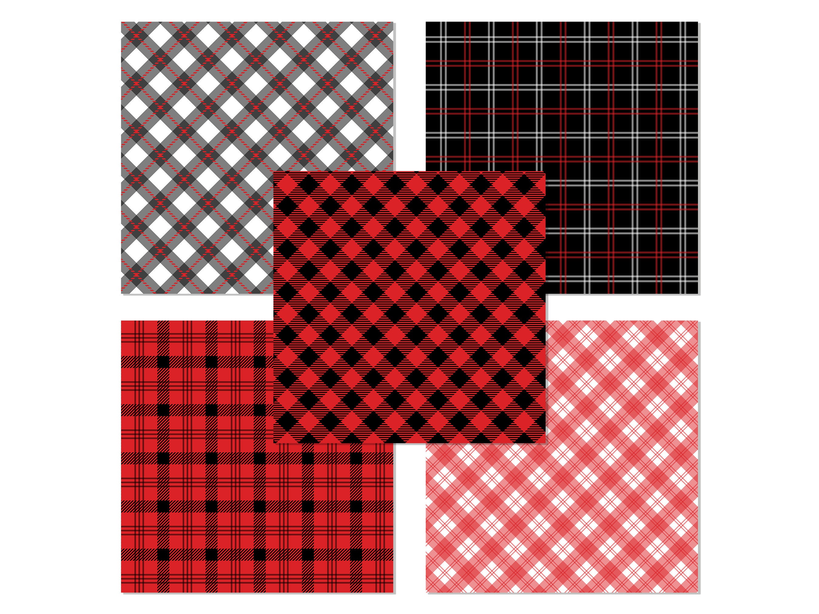 Red and Black Plaid Digital Paper Patterns and Backgrounds for ...