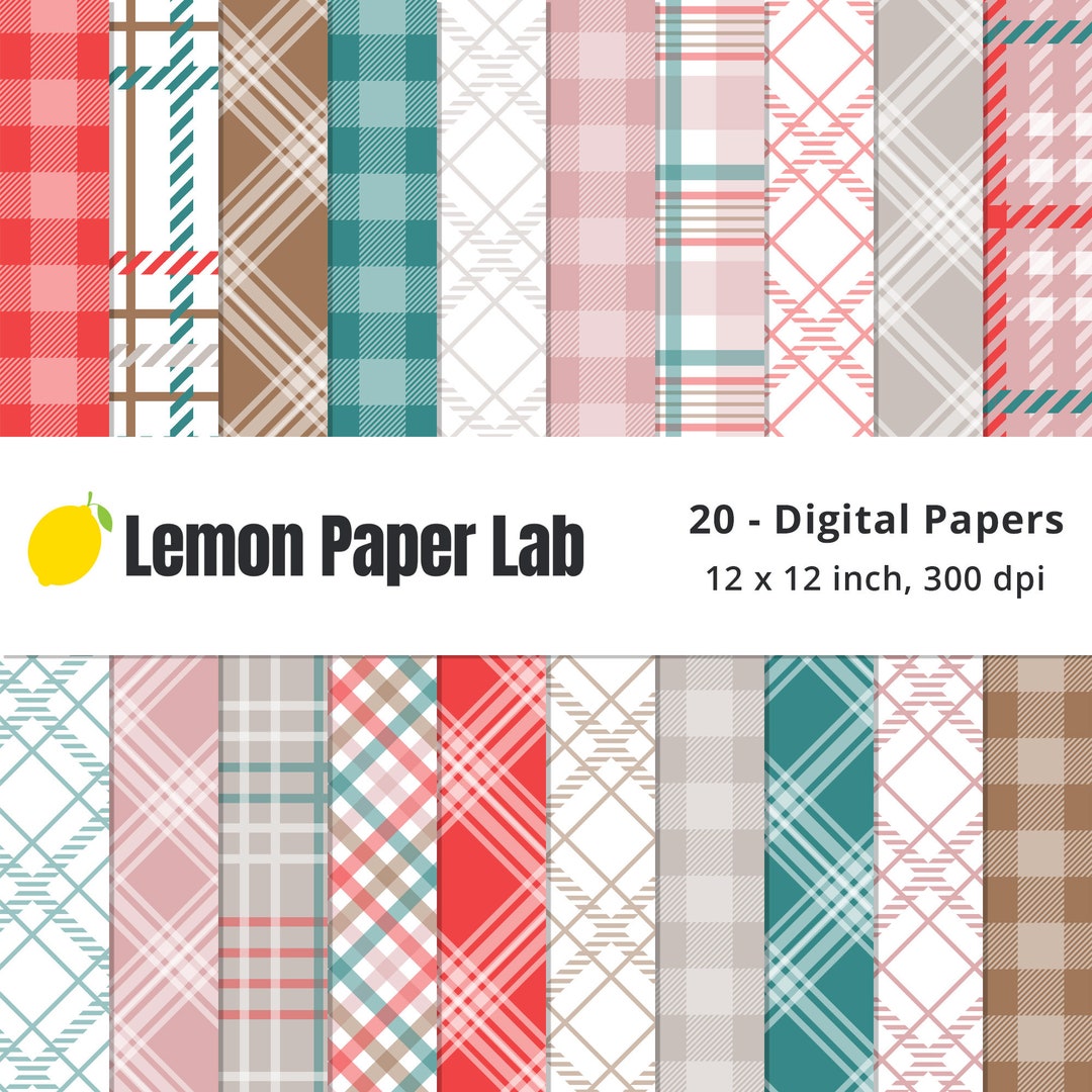 Christmas Plaid Digital Paper Seamless, Red, Green, Pink and Brown ...