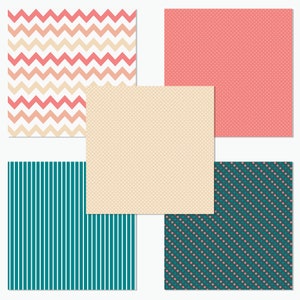 Coral and Turquoise Digital Paper, Cardstock Texture, Seamless Pattern ...