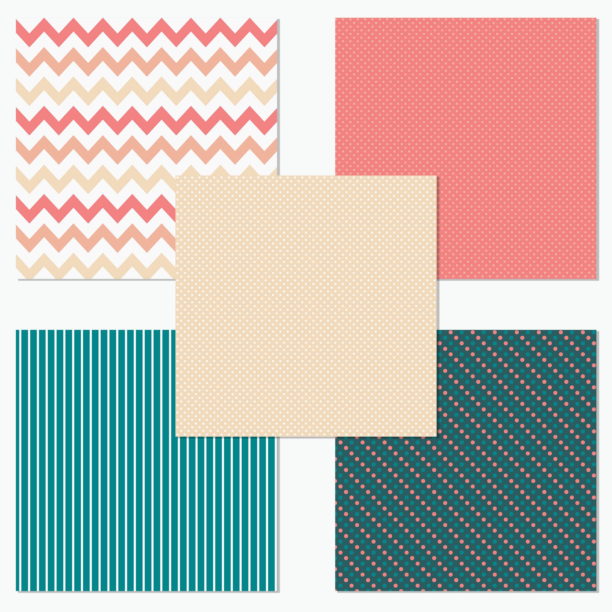 Coral and Turquoise Digital Paper, Cardstock Texture, Seamless Pattern ...