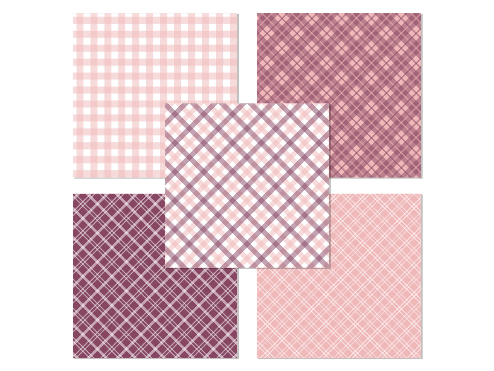 Plaid Digital Paper, Plum Background, Pink Plaid Paper, Printable ...