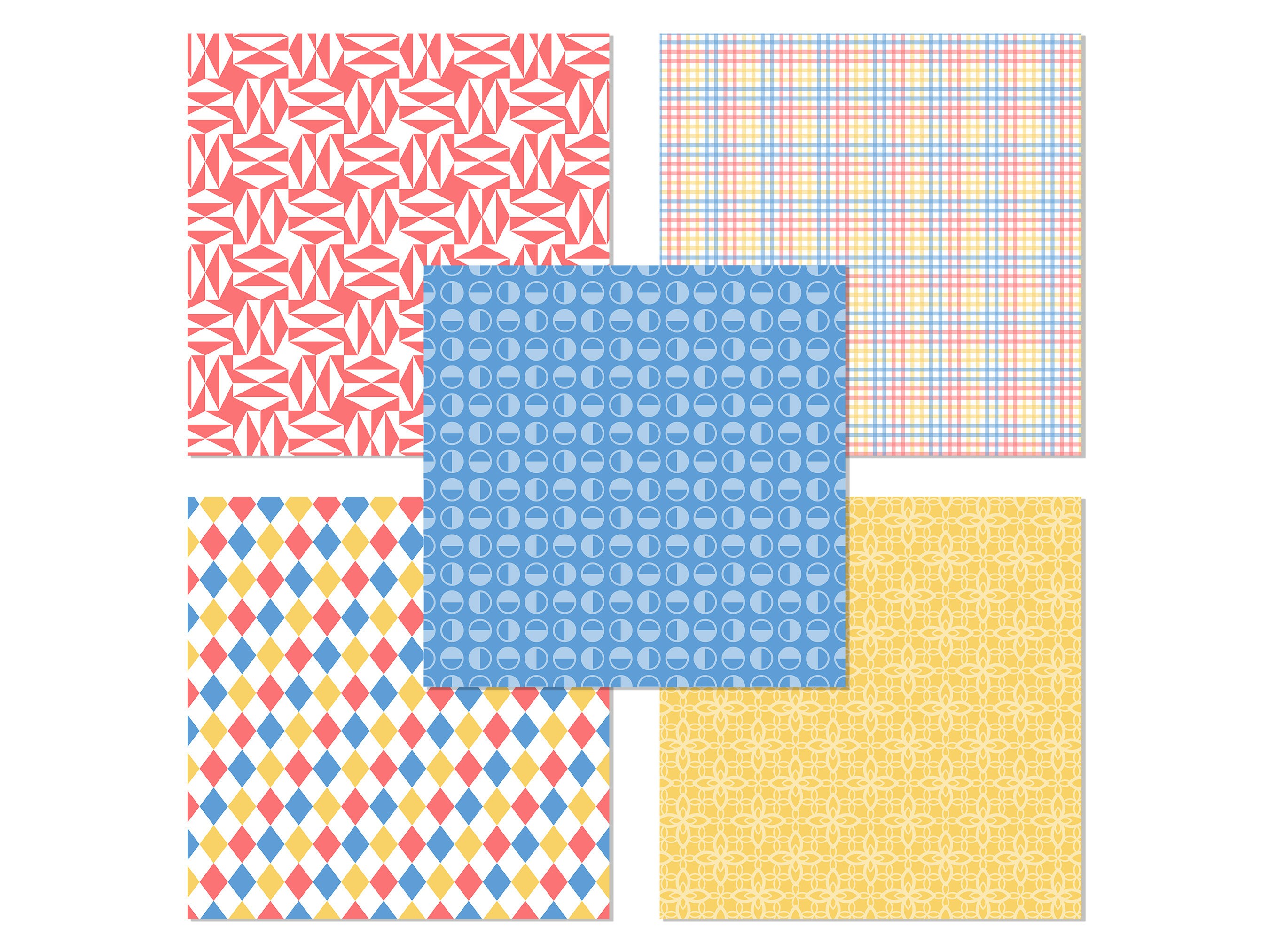 Primary Colors Red Blue Yellow Digital Paper Patterns and - Etsy