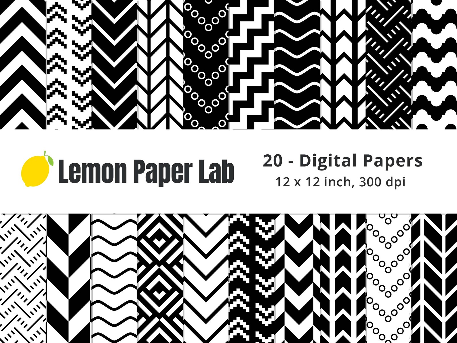 Black and White Digital Paper, Black Chevron Pattern, Chevron ...