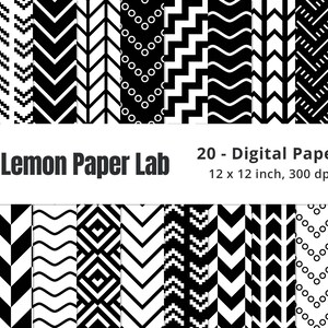 Black and White Digital Paper, Black Chevron Pattern, Chevron ...