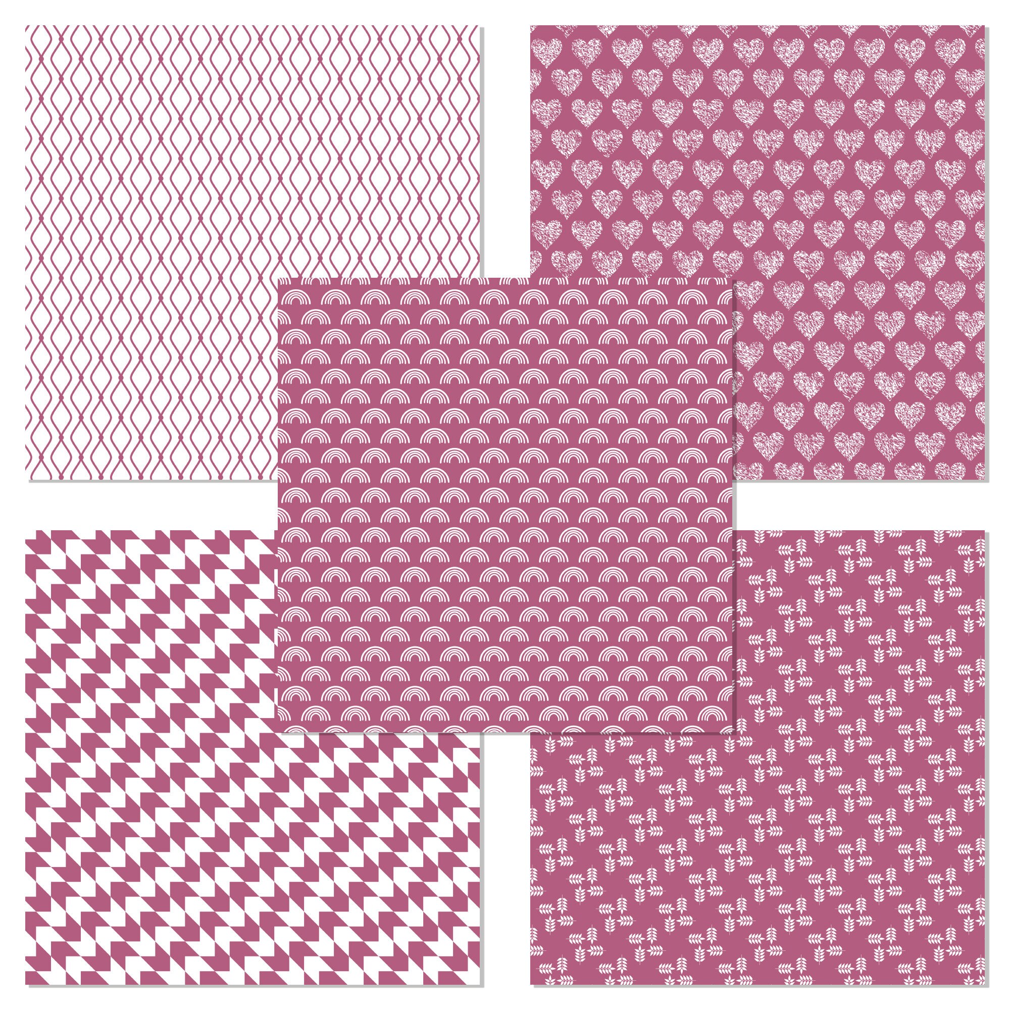Geometric Digital Paper, Purple Background, Red & White Papers ...