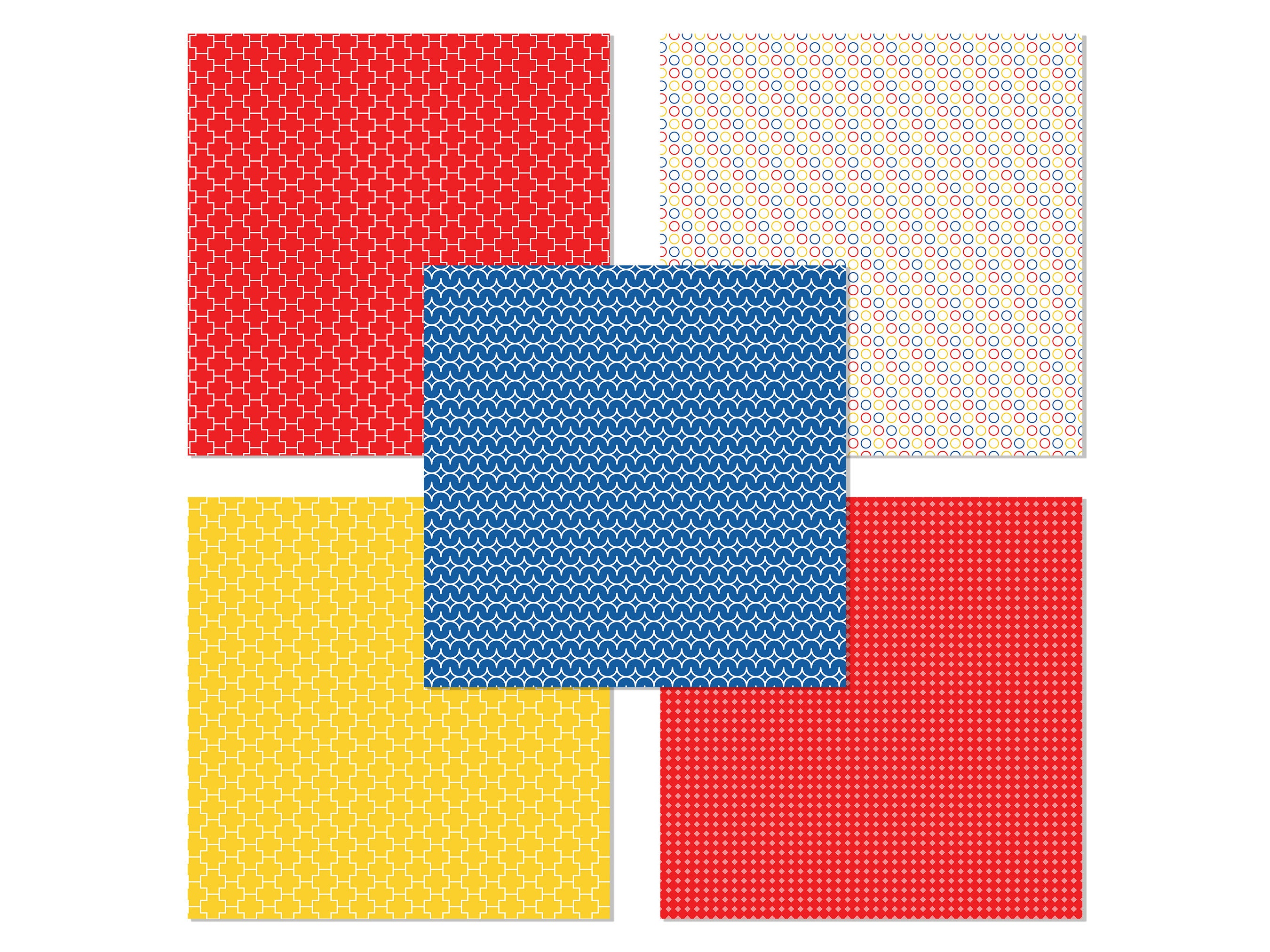 Red, Yellow, Blue Primary Colors Digital Paper Patterns and Backgrounds ...