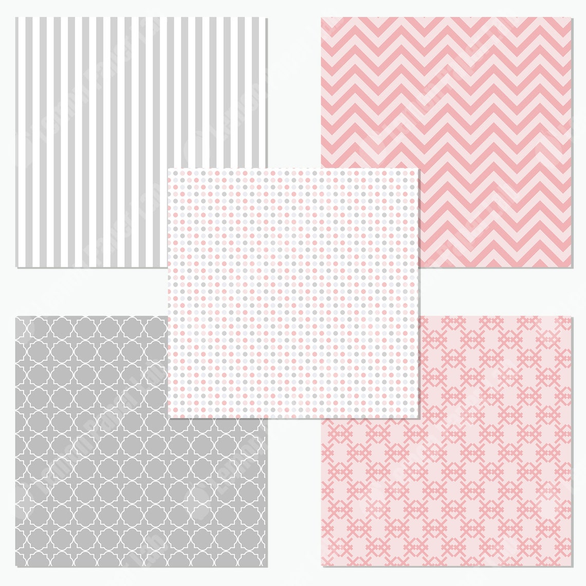 Pink and Grey Digital Scrapbook Paper - Etsy