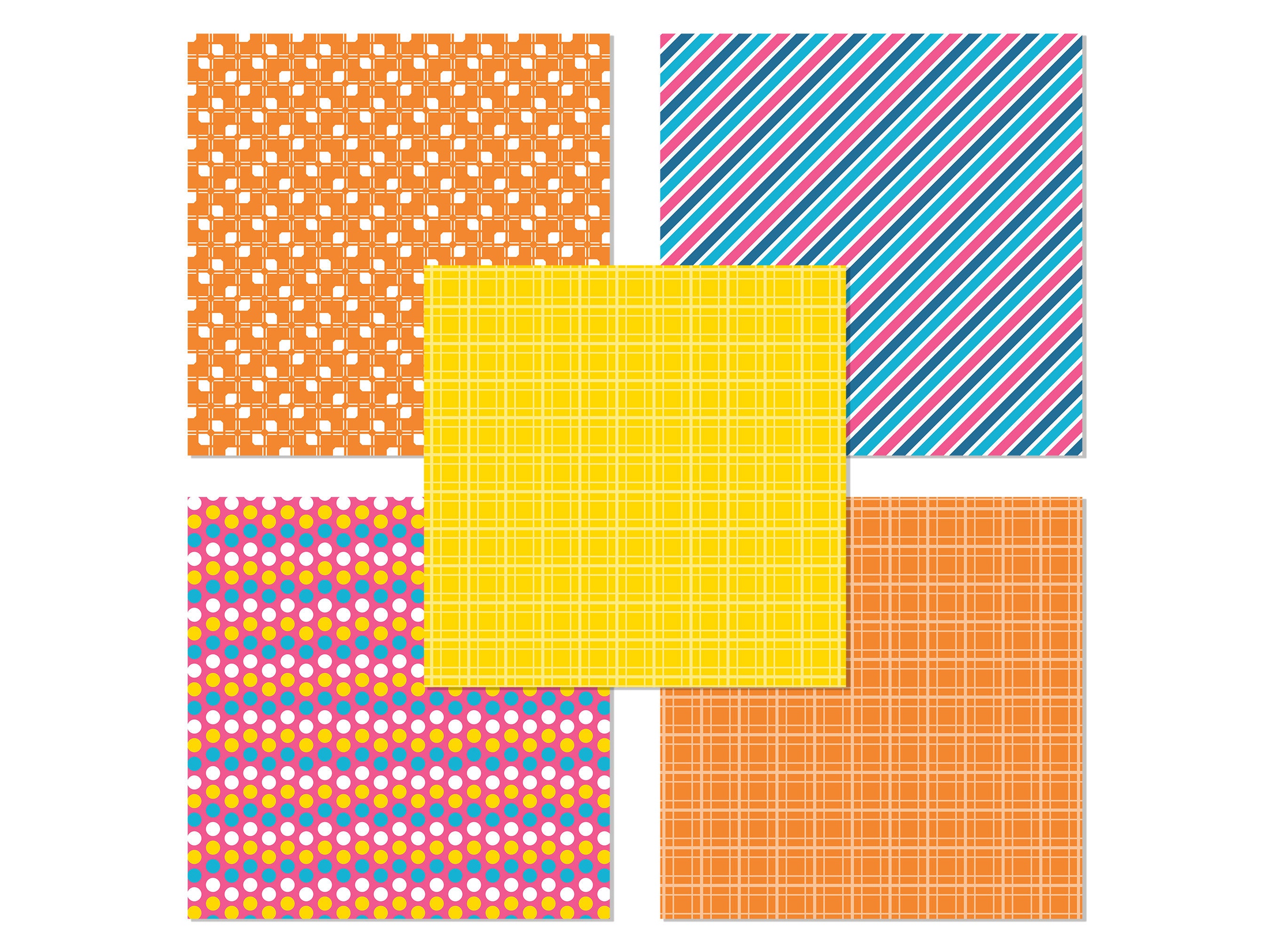 Bright Summer Patterns Pink Digital Paper Blue Background - Etsy