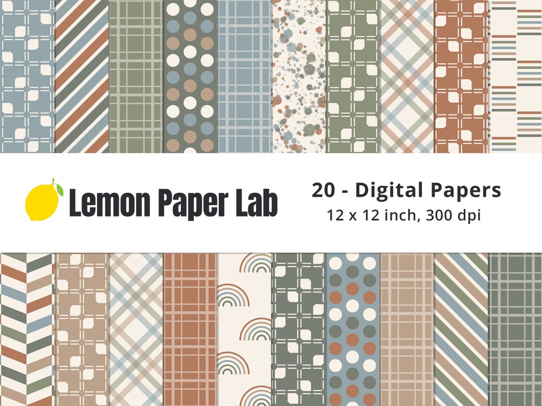 Earth Tone Digital Paper, Organic Colors, Beige, Blue, Brown, & Green ...