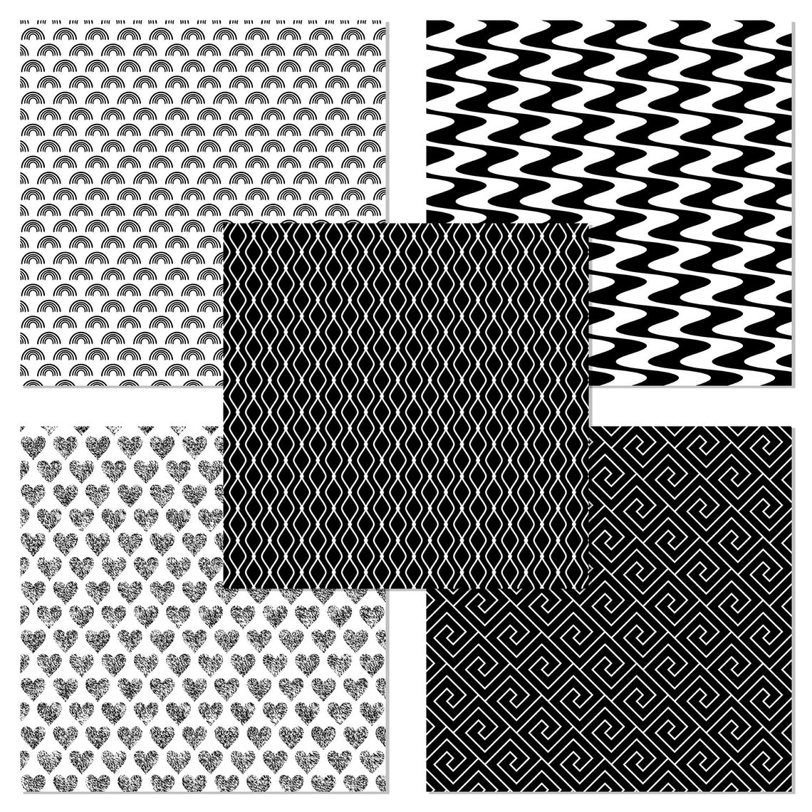 Black & White Digital Paper Digital Backgrounds Modern - Etsy