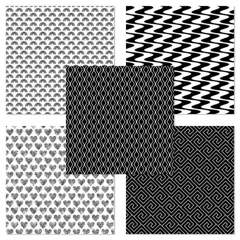 Black & White Digital Paper Digital Backgrounds Modern - Etsy