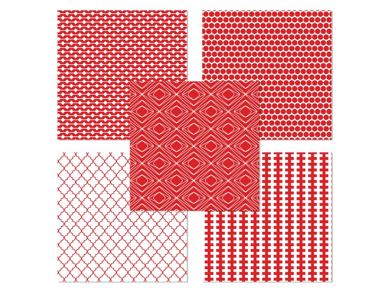 Red Digital Paper, Red & White Background, Red Patterns, Red Check, Red ...