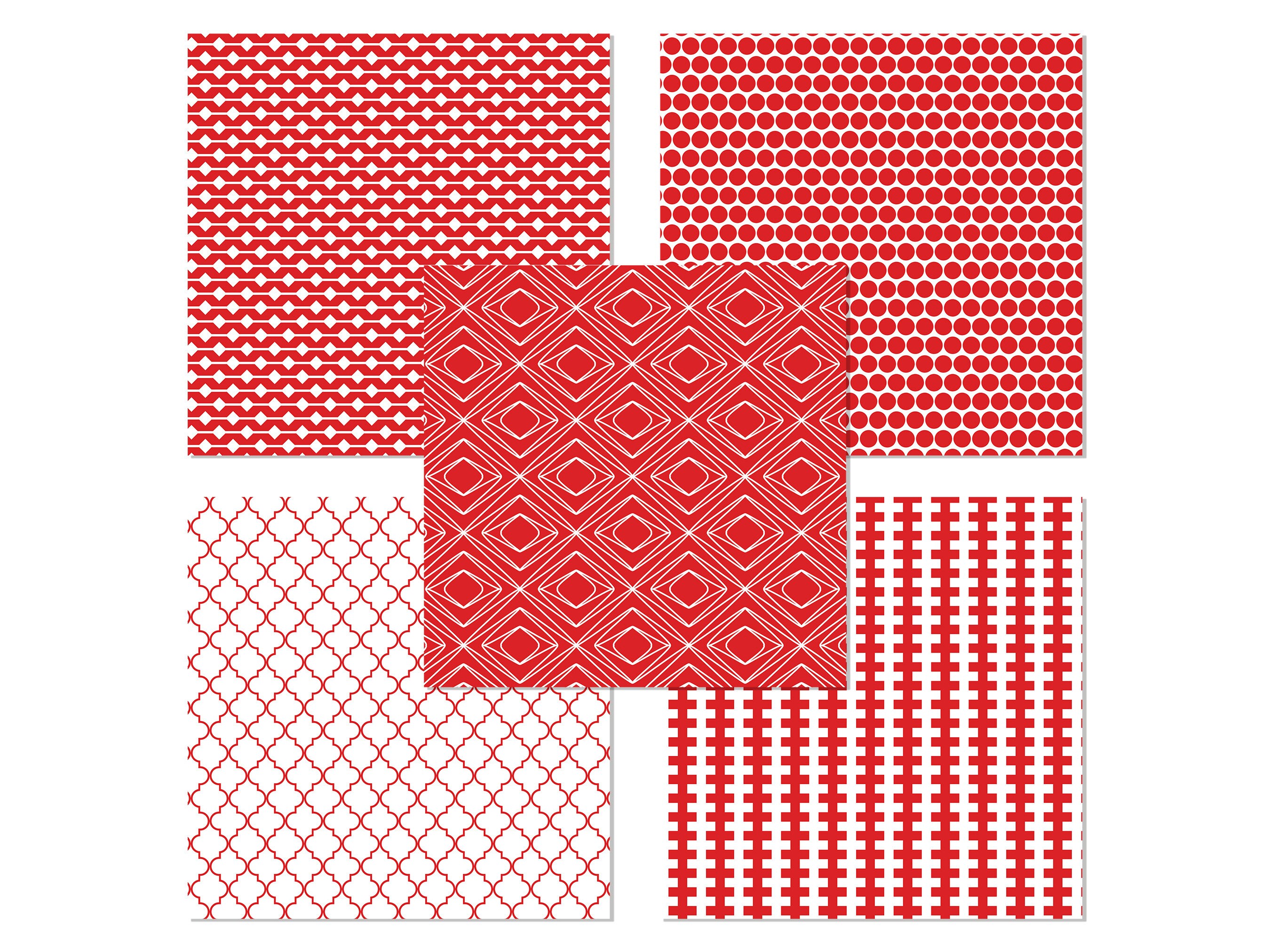 Red Digital Paper, Red & White Background, Red Patterns, Red Check, Red ...