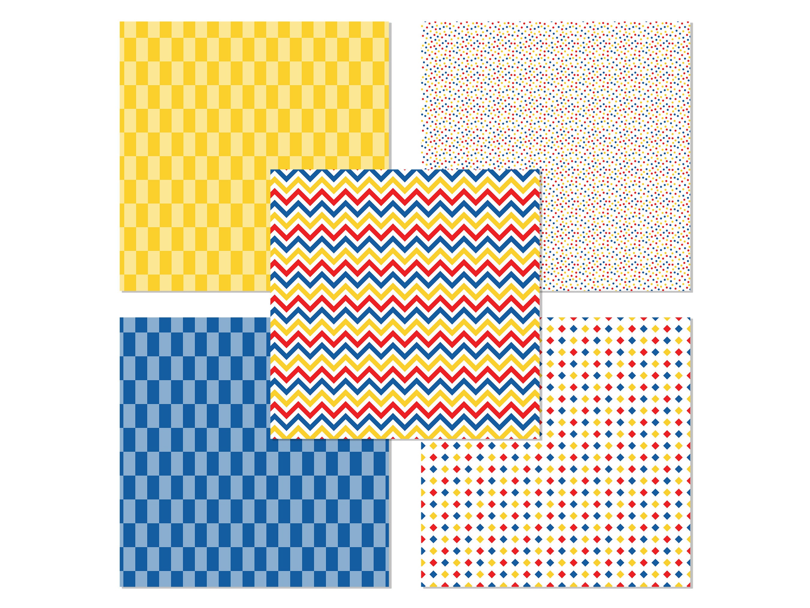 Red, Yellow, Blue Primary Colors Digital Paper Patterns and Backgrounds ...