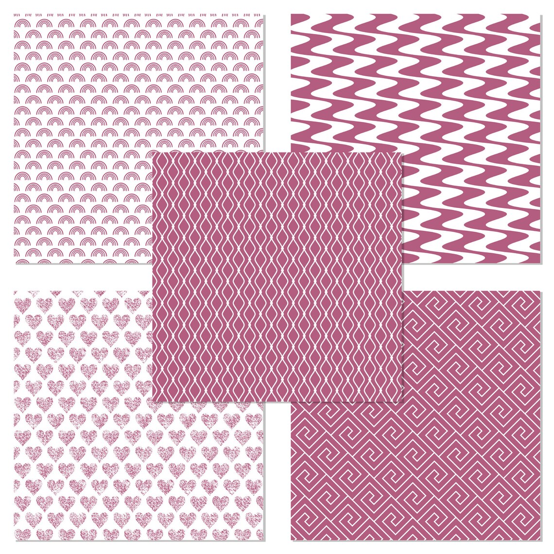 Geometric Digital Paper, Purple Background, Red & White Papers ...
