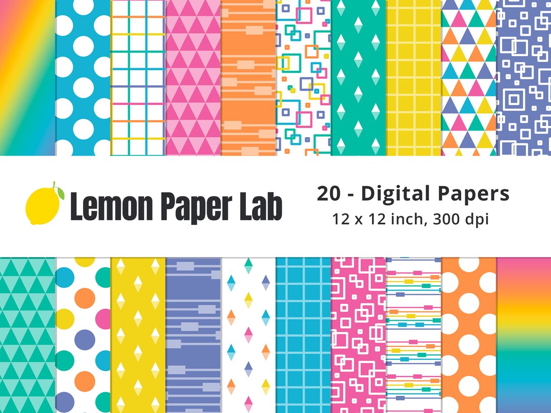 Rainbow Colors Digital Papers, Summer Backgrounds, Tropical Color ...