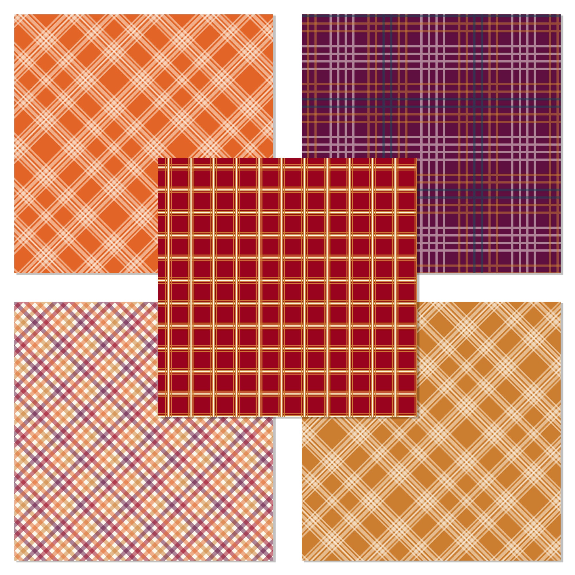 Autumn Plaid, Seamless Plaid Pattern, Fall Digital Paper, Red, Purple ...