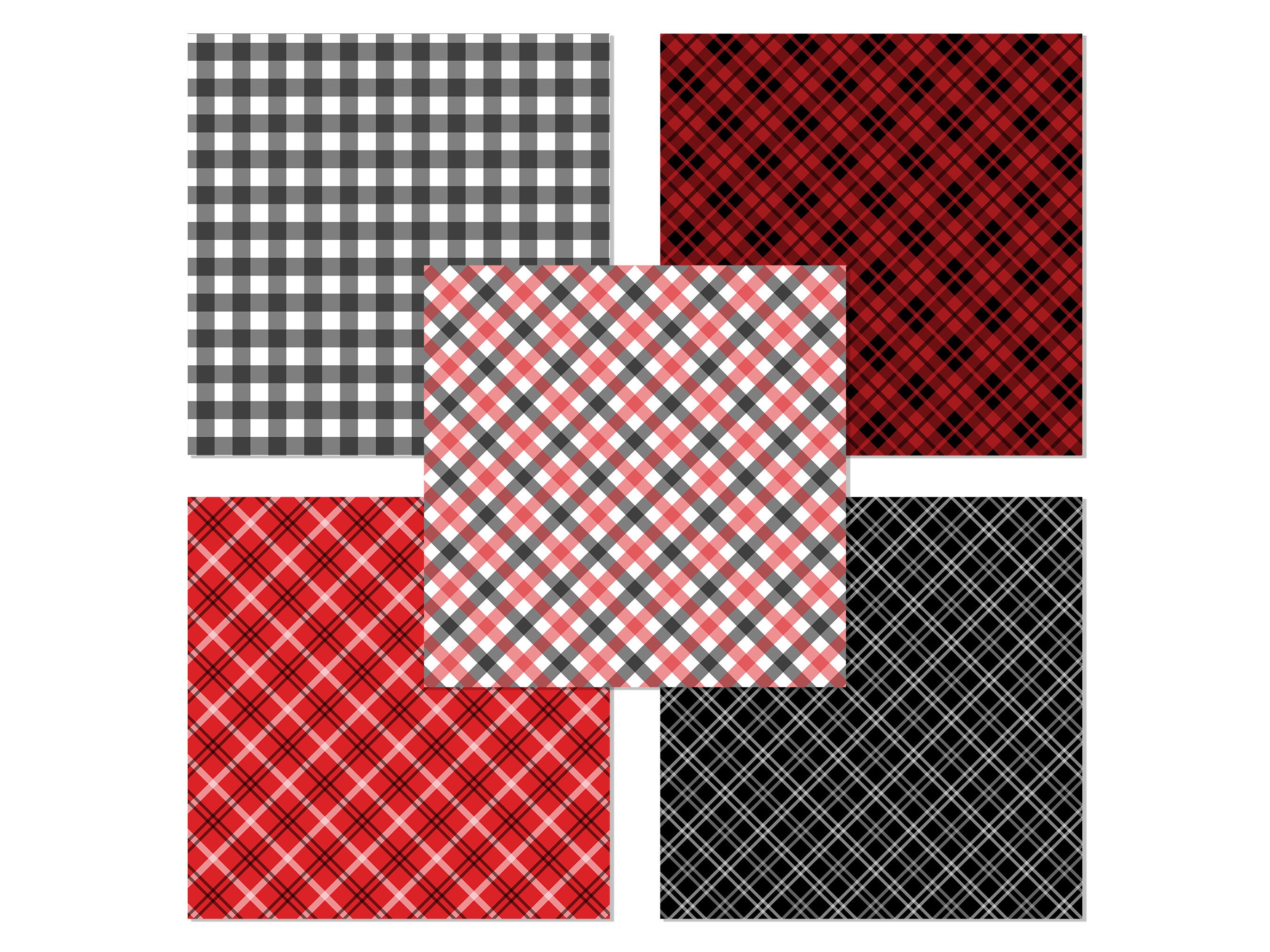 Red and Black Plaid Digital Paper Patterns and Backgrounds for ...