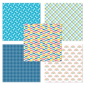 Bright Summer Patterns, Pink Digital Paper, Blue Background, Orange ...