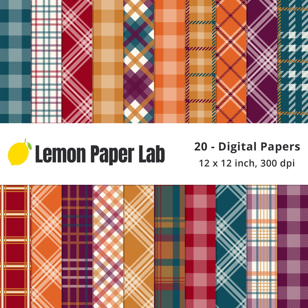 Autumn Plaid, Seamless Plaid Pattern, Fall Digital Paper, Red, Purple ...