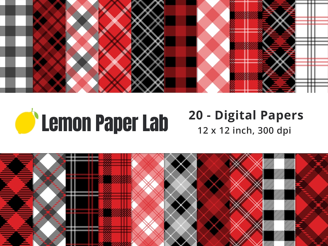 Red and Black Plaid Digital Paper Patterns and Backgrounds for ...