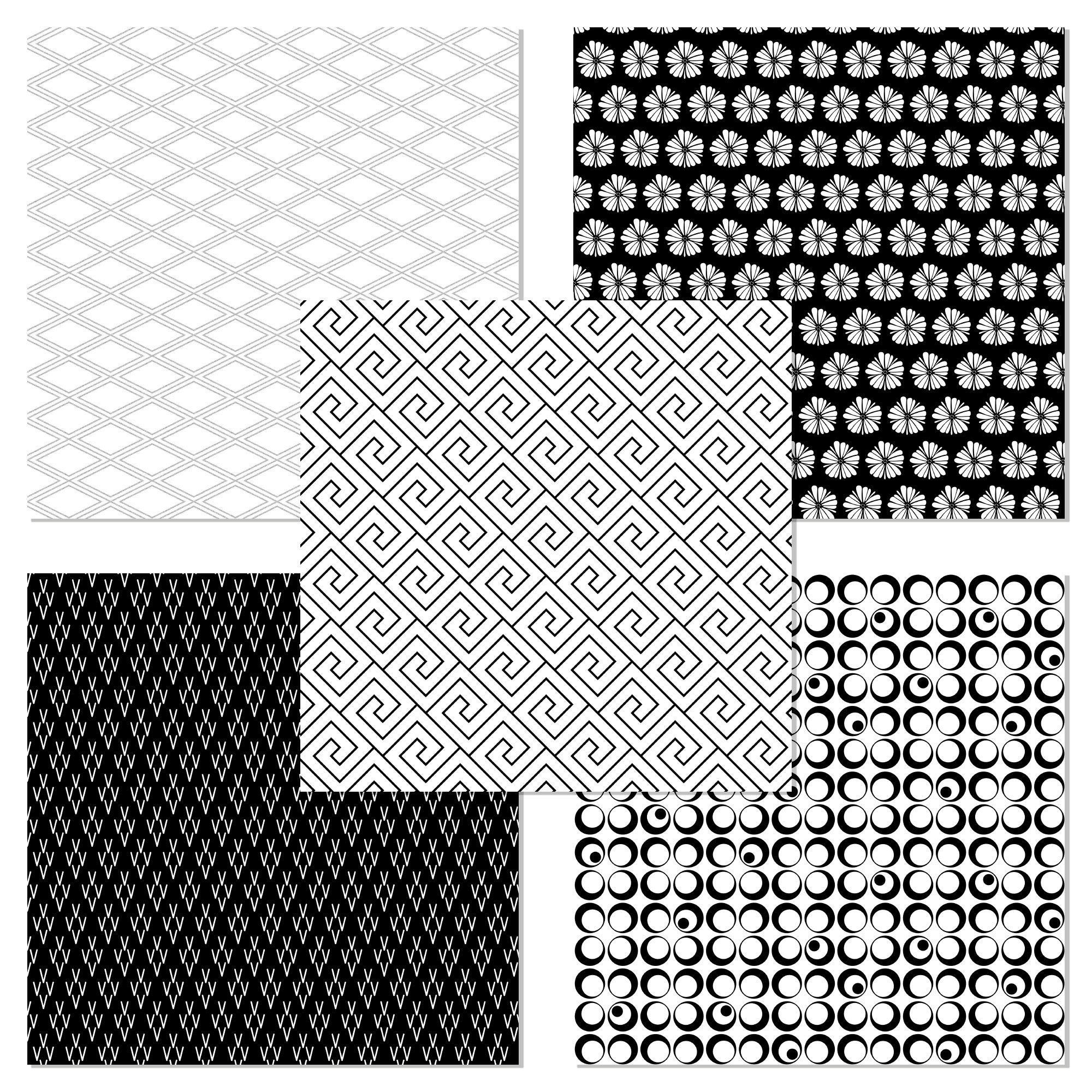 Black & White Digital Paper Digital Backgrounds Modern - Etsy