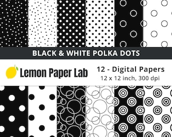 Chevron Digital Paper Black and White Digital Paper Polka Dots - Etsy