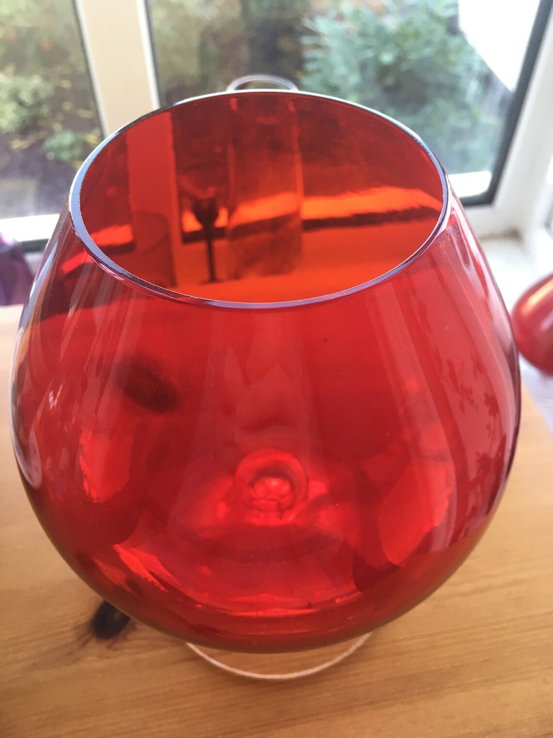 Red Brandy Balloon With Wide Foot Etsy