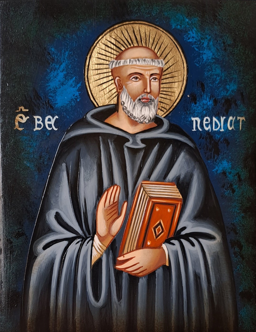 Sacred Icon Saint Benedict of Norcia Hand Painted on Wood - Etsy