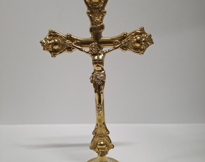 Antique French Large Bronze Table Altar Crucifix Christ Cross With ...