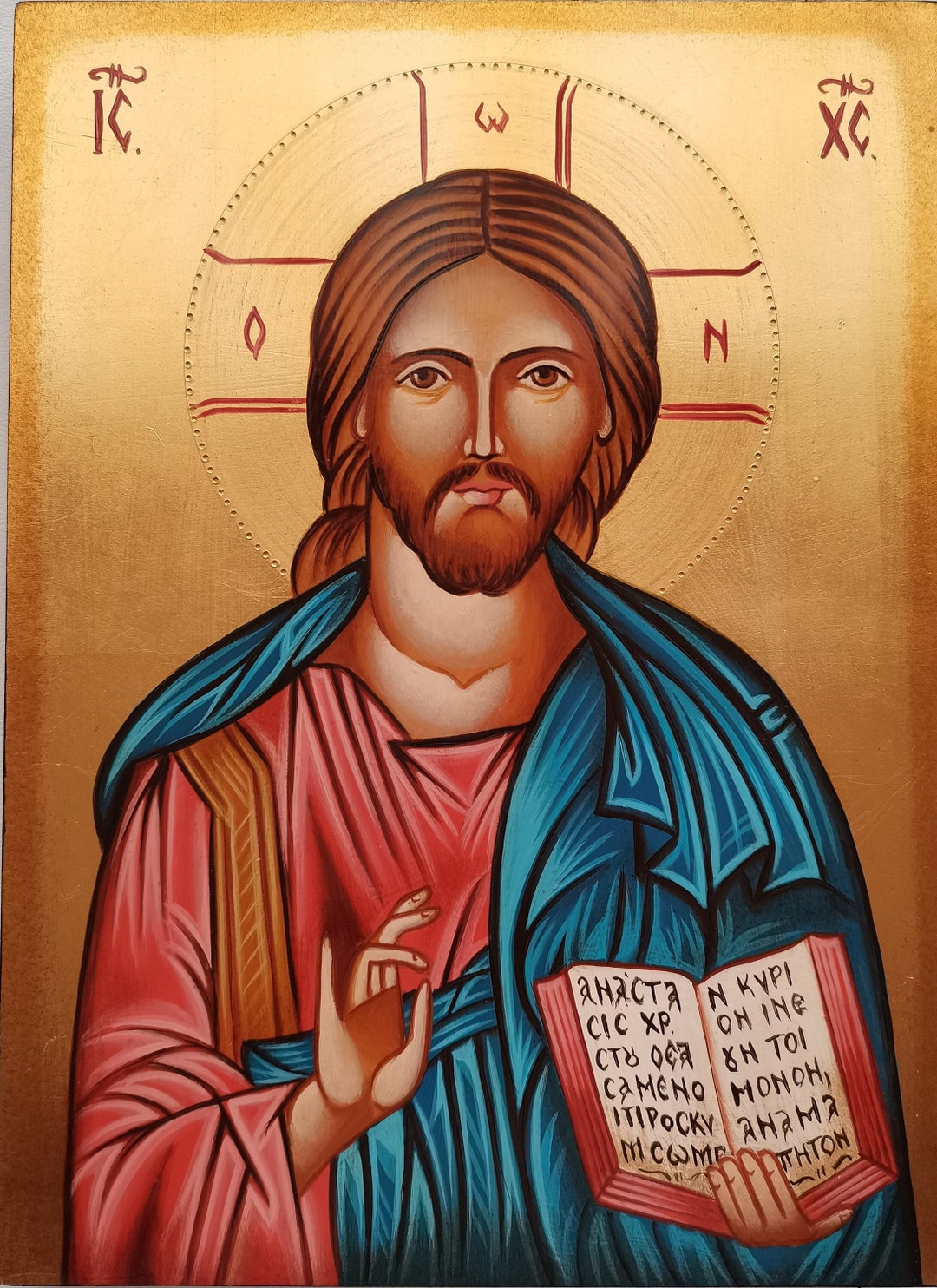 Jesus Pantocrator Sacred Icon on Wood Hand Painted - Etsy
