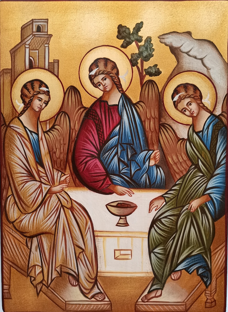 Trinity by Andrei Rublev Sacred Icon on Hand-painted Wood - Etsy UK
