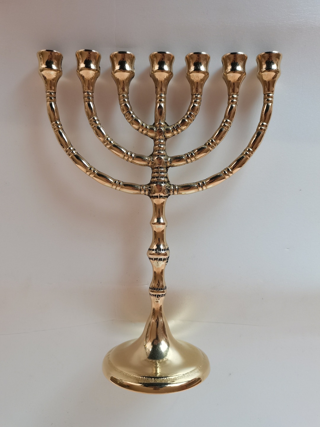 Jewish Candelabra Menorah Hannukkah Polished Brass Seven Branches - Etsy