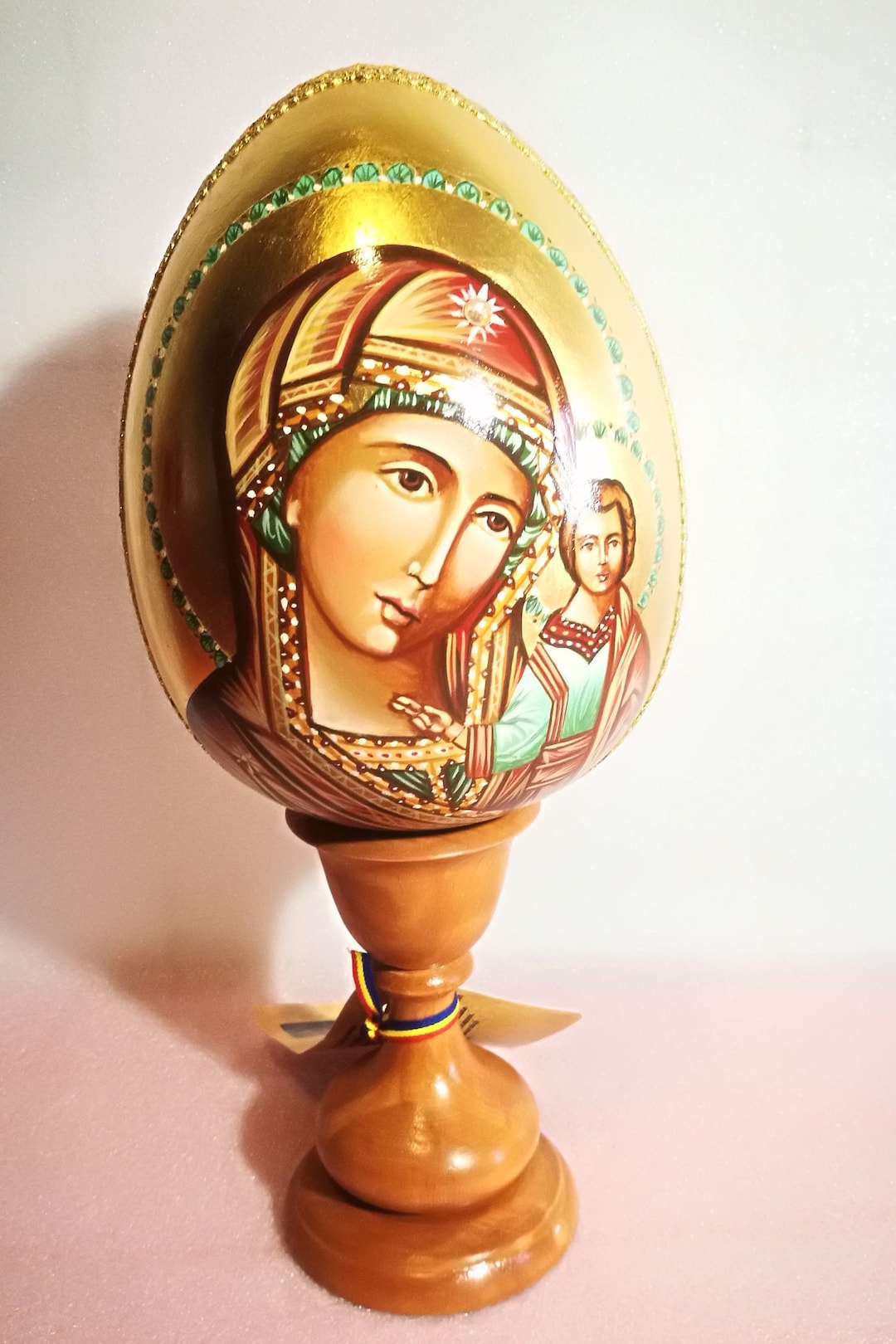 Sacred Wooden Egg Icon of Our Lady of Tenderness With Child - Etsy