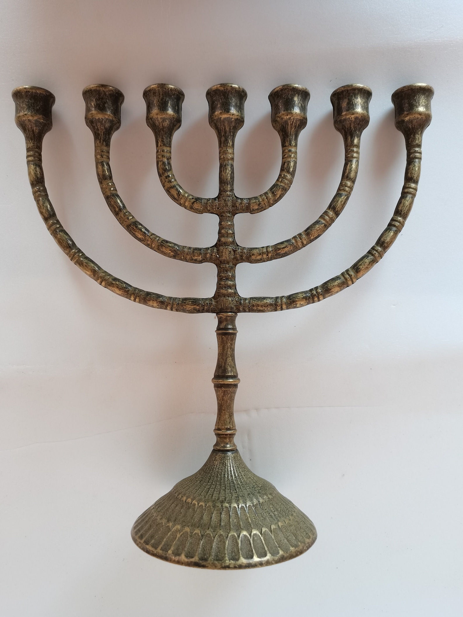 Jewish Candlestick Menorah Hannukkah Burnished Brass Seven Arms - Etsy