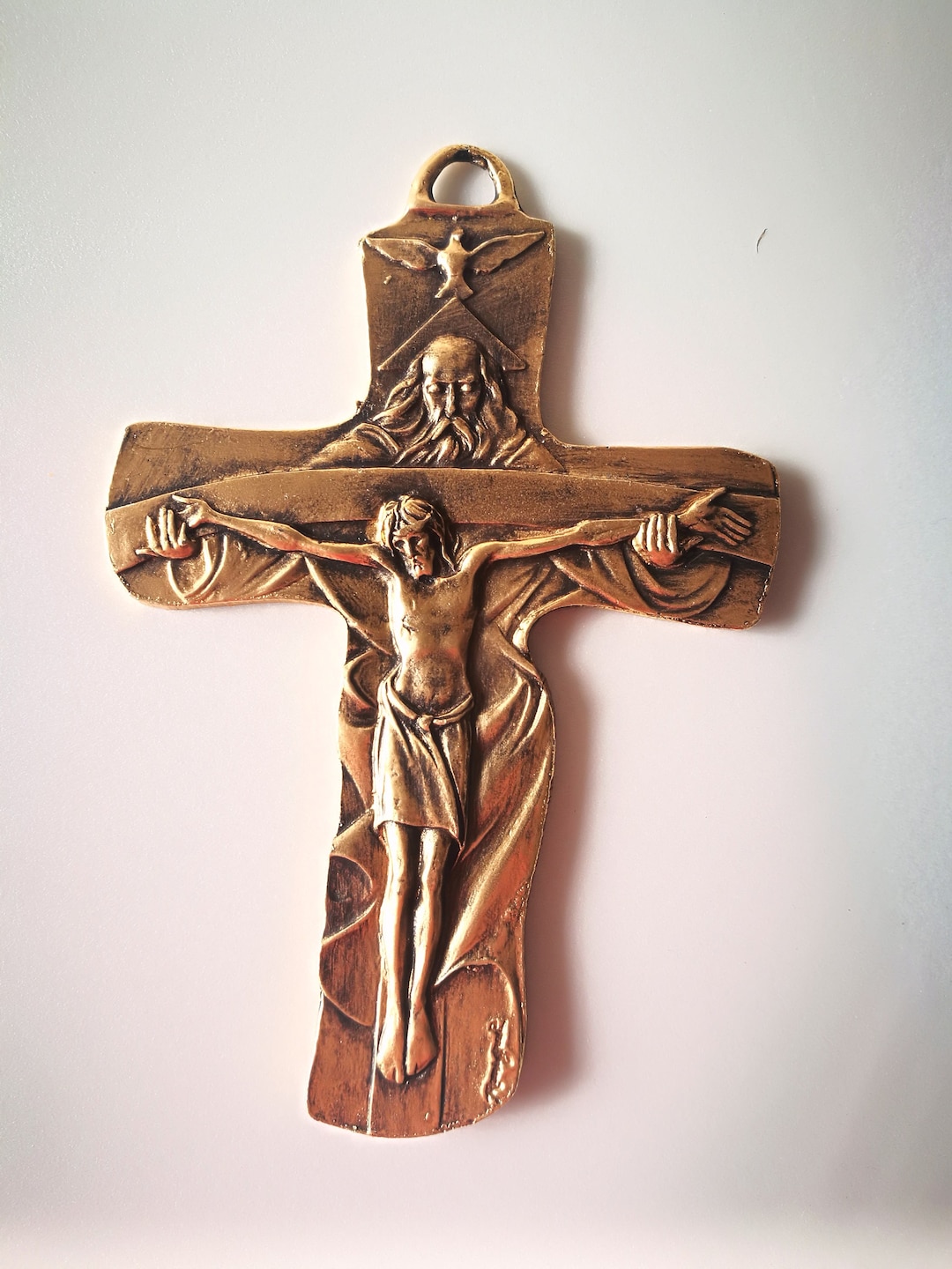 Holy Trinity Wall Crucifix in Gilded Brass 14 X 9 Cm - Etsy