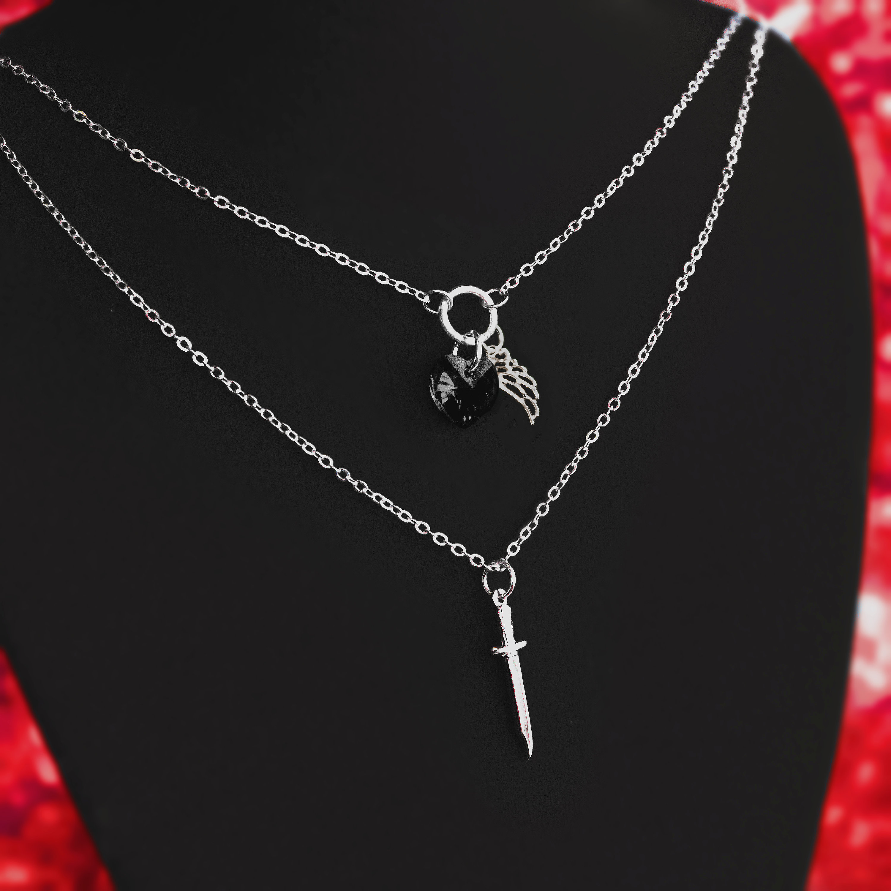 Fallen Dainty Angel Wing Dagger Crystal 925 Sterling Silver - Etsy