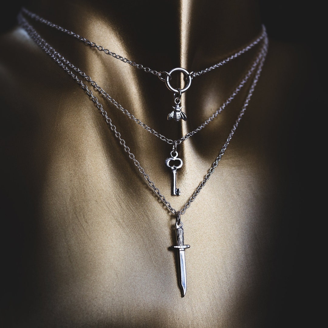 Pathway Dainty Bee Key Sword Silver Plated Stainless Steel 14,16,18/16 ...