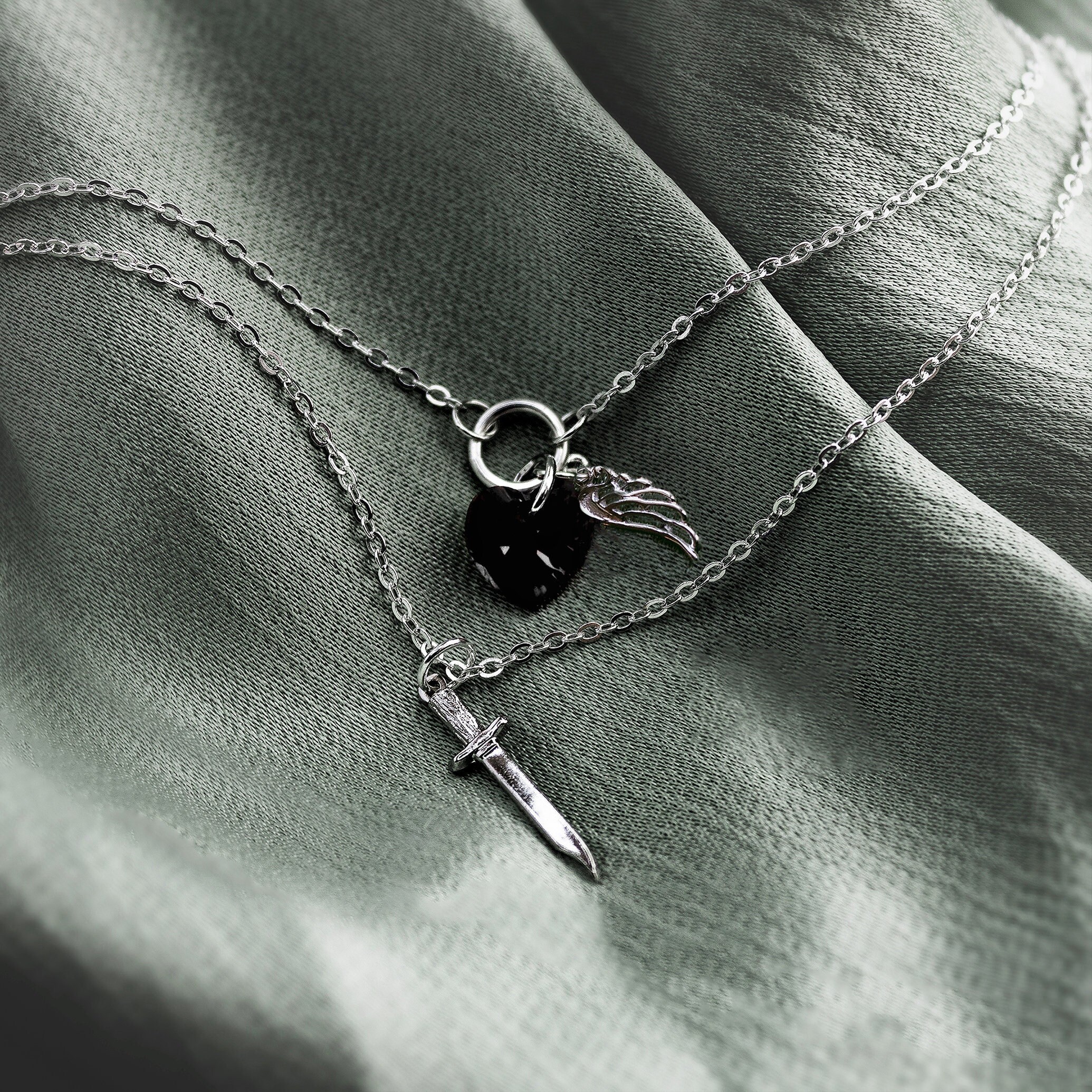 Fallen Dainty Angel Wing Dagger Crystal 925 Sterling Silver - Etsy