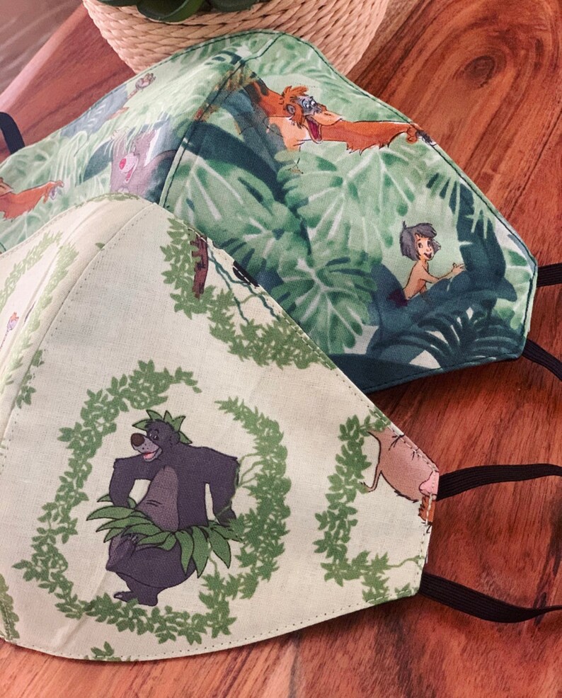 The jungle book face mask Baloo & Mowgli 100% Cotton | Etsy
