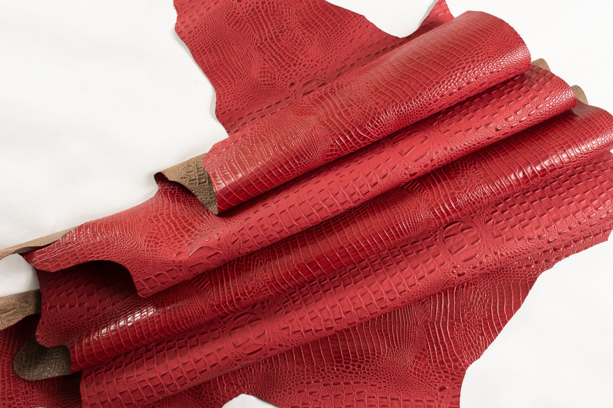 King Croco Ferrari Red Leather Pre Cut Sheet 8.5 X 11 / 12 X 12 / Full ...