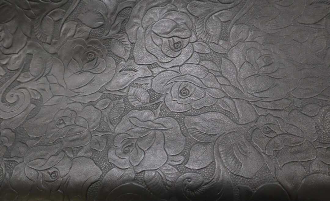 Moab, Large Floral, Black Leather Pre-cut Sheet 8.5 X 11 / 12 X 12 ...