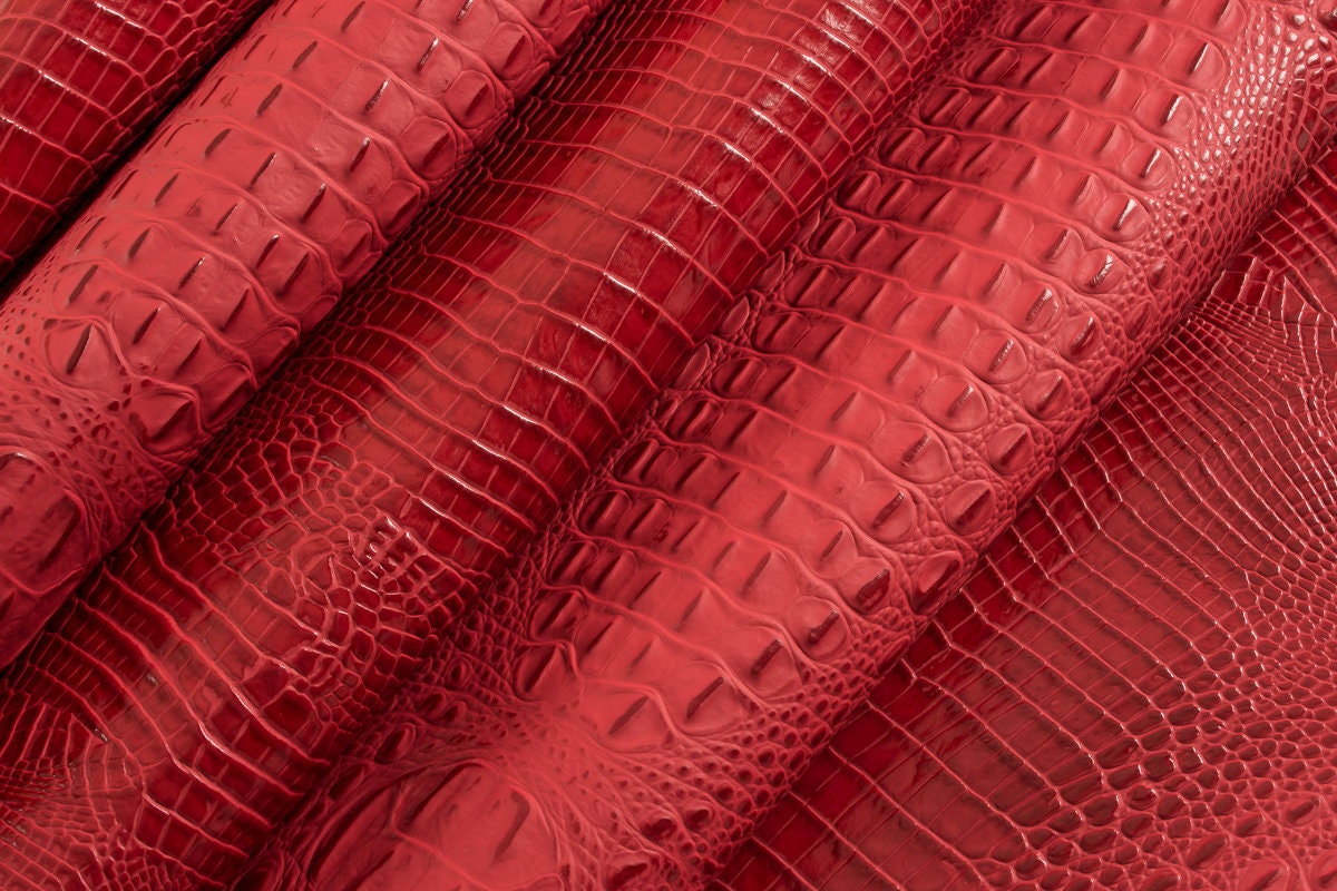King Croco Ferrari Red Leather Pre Cut Sheet 8.5 X 11 / 12 X 12 / Full ...