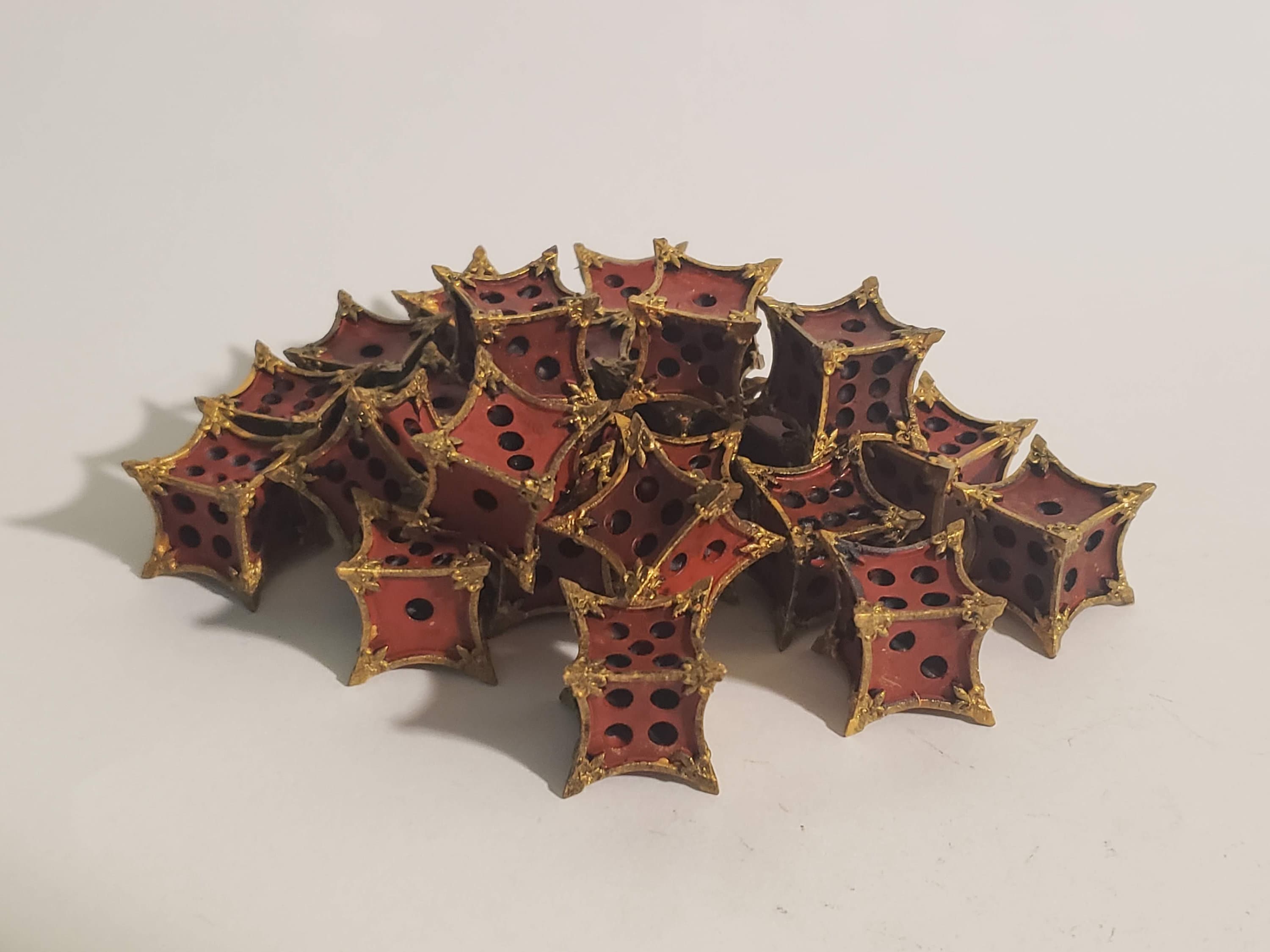 Red Gold Six Sided Dice Spiky Ornate D6 - Etsy